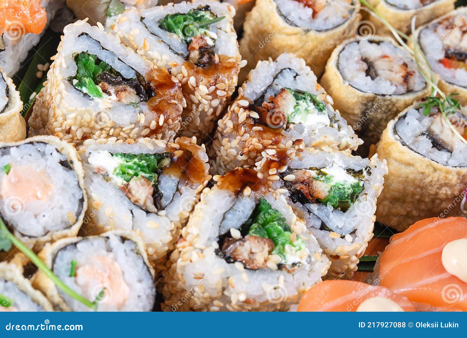 Triangular Sushi or Sesame Rolls Stock Photo - Image of cheese ...