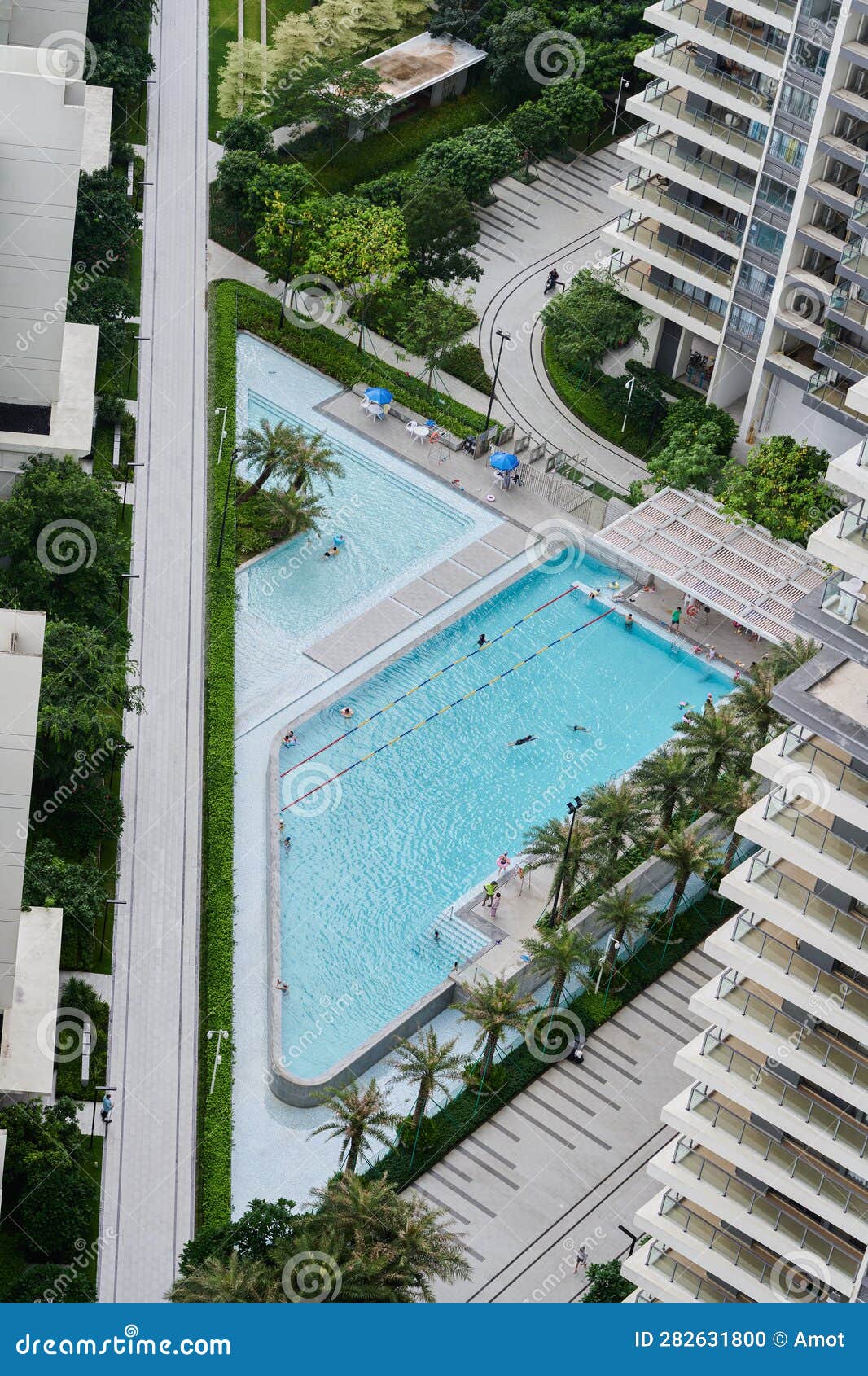 The Triangular Swimming Pool is Located in High-end Residential Areas ...