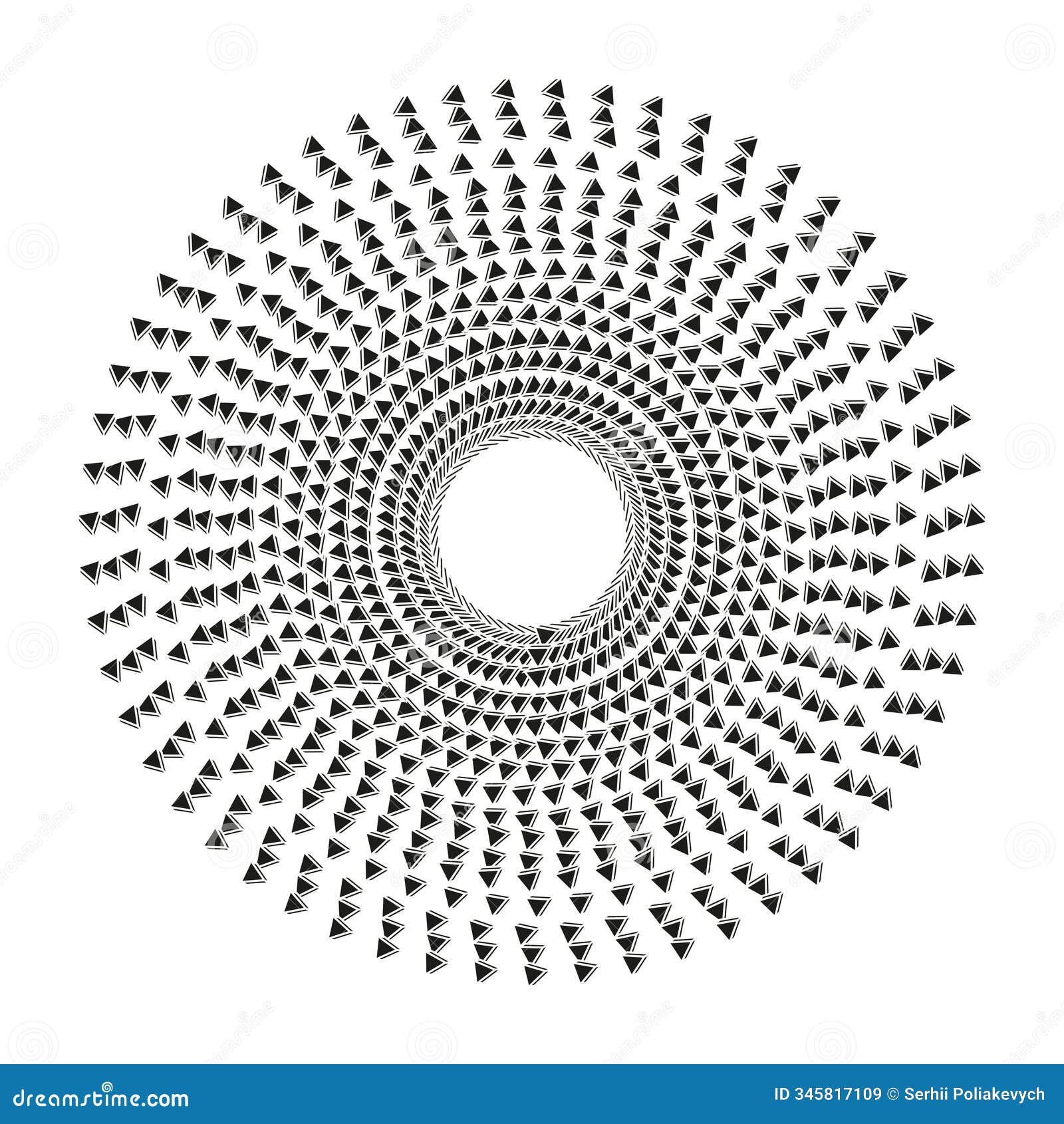Triangular Swirl Pattern. Concentric Triangle Design. Black and White ...