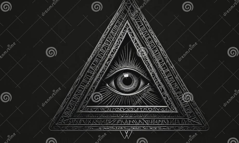 Triangular Symbol with Large Eye in the Center, Surrounded by Intricate ...