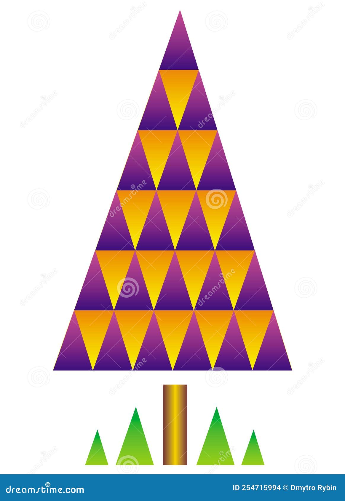 Triangular Symbolic Stylized Tree Of Triangles. Tree Of Life. Symbol Of ...