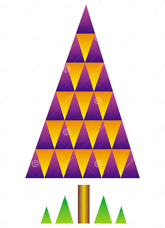Triangular Symbolic Stylized Tree of Triangles. Tree of Life. Symbol of Development, Growth ...