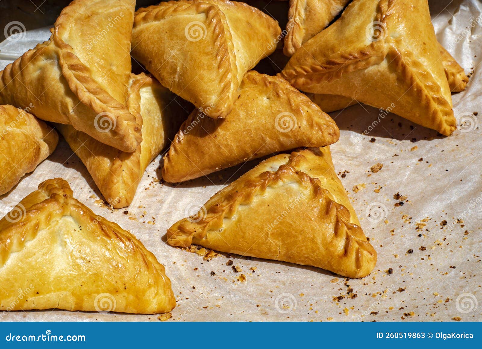 Triangular Tatar Pie Stuffed with Potatoes and Meat, National Tatar ...