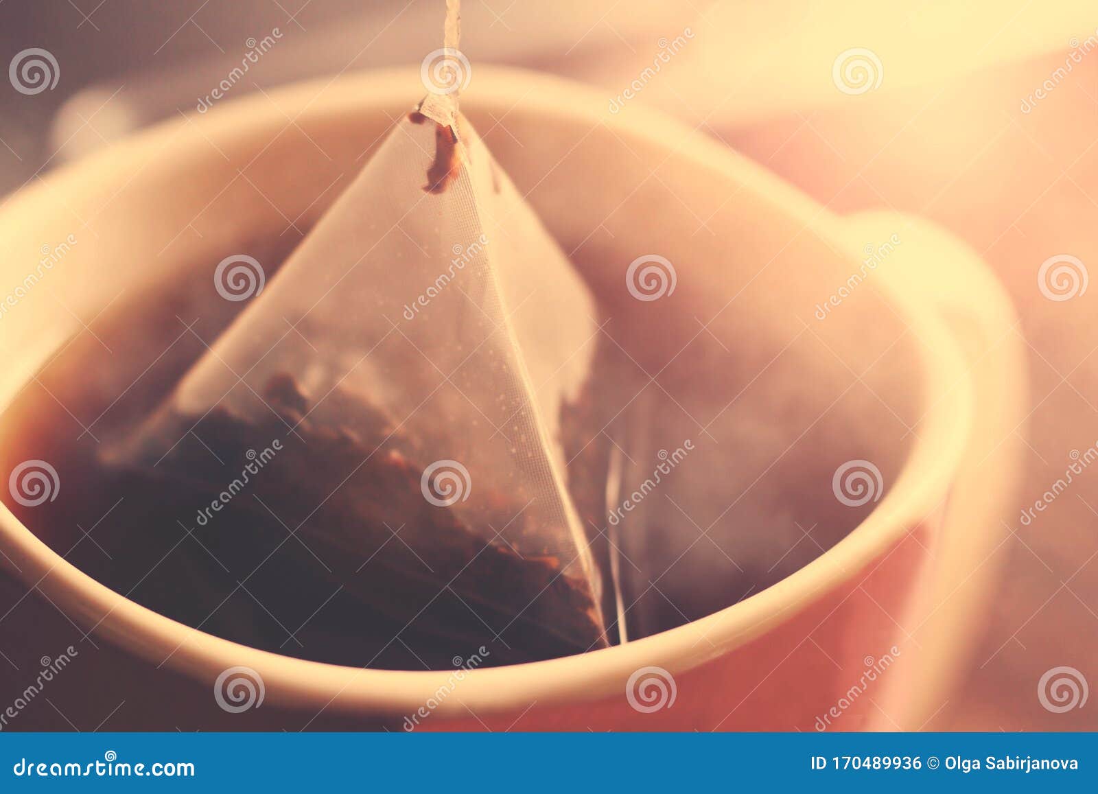 Triangular Tea Bag in Cup so Close Stock Photo - Image of leaf ...