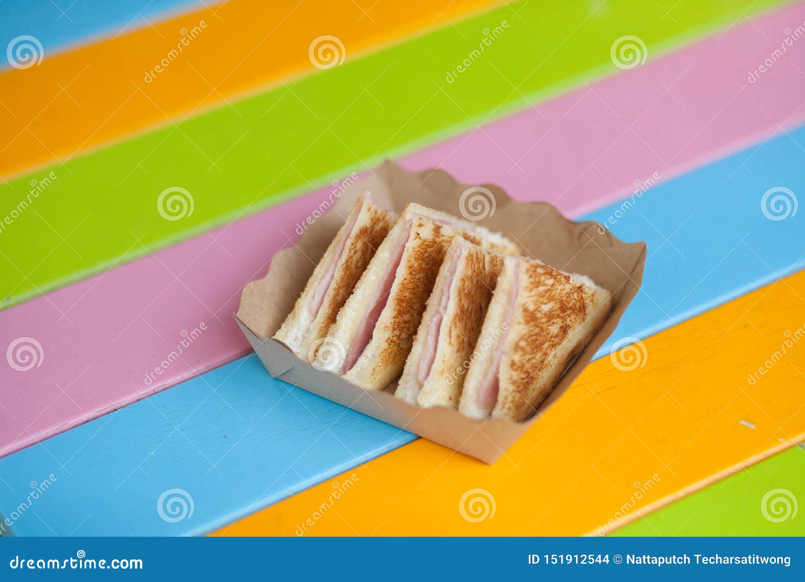 Triangular Toast Sandwiches Ham Cheese on Toast Diagonally Cut Stock ...