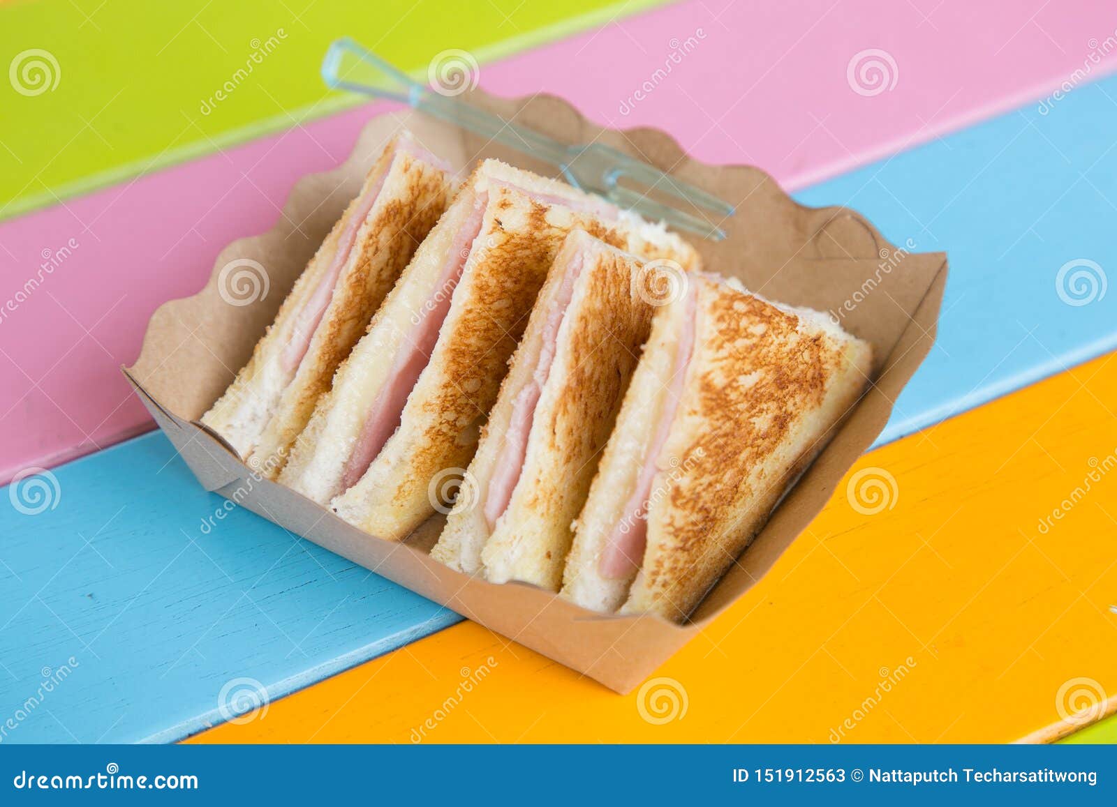 Triangular Toast Sandwiches Ham Cheese on Toast Diagonally Cut Stock ...