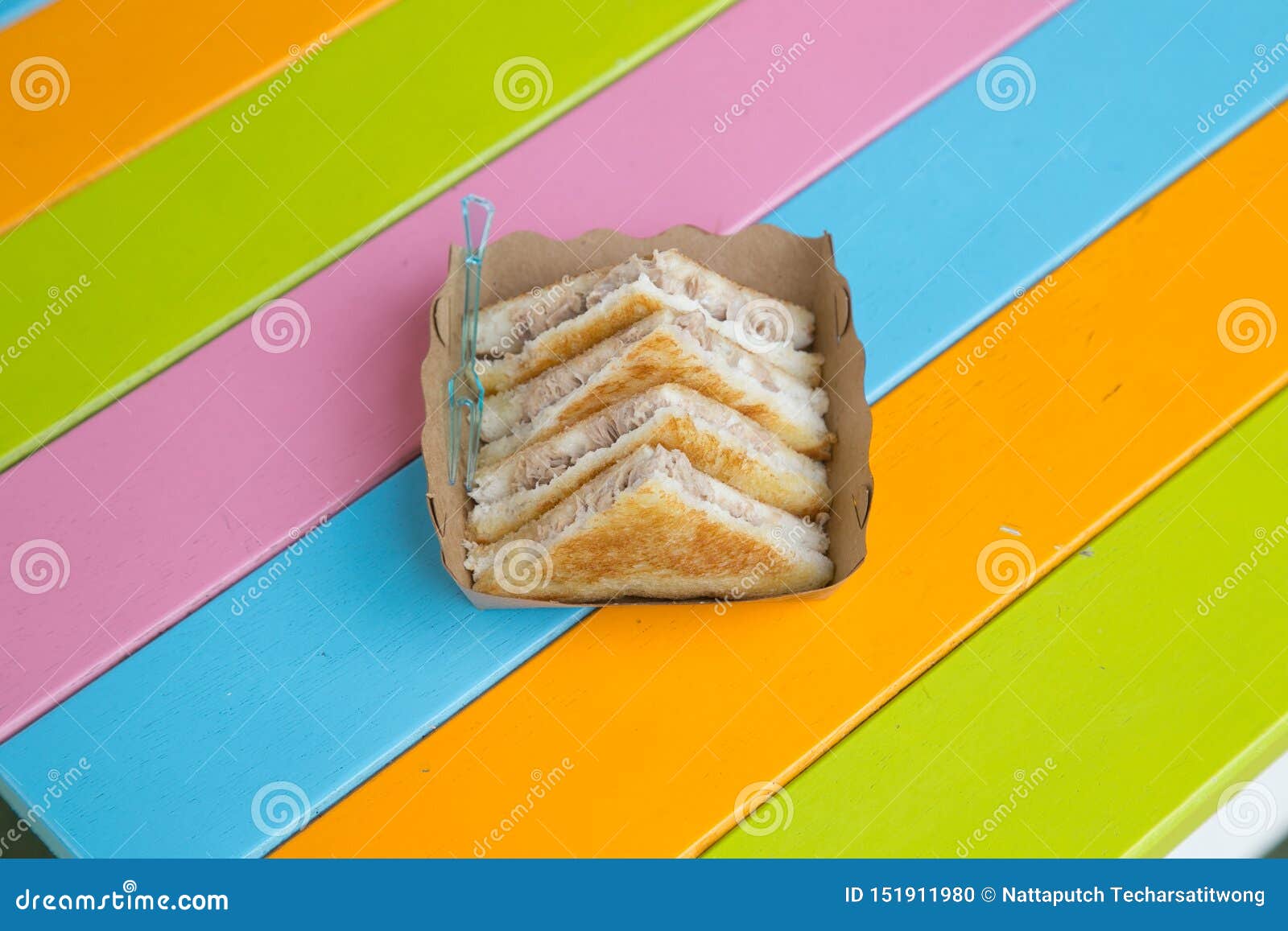 Triangular Toast Sandwiches Tuna Diagonally Cut Stock Photo - Image of ...