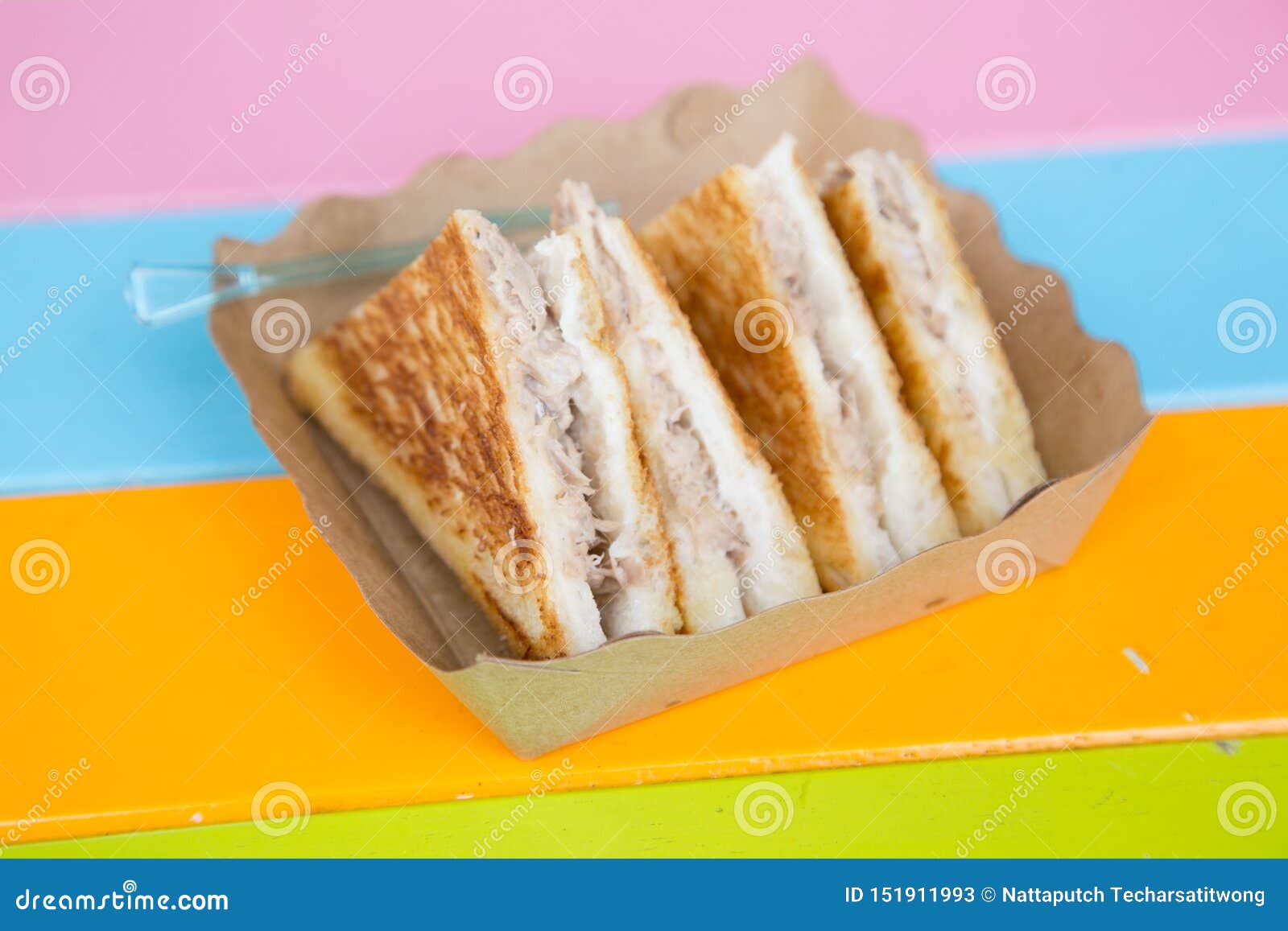 Triangular Toast Sandwiches Tuna Diagonally Cut Stock Image - Image of ...