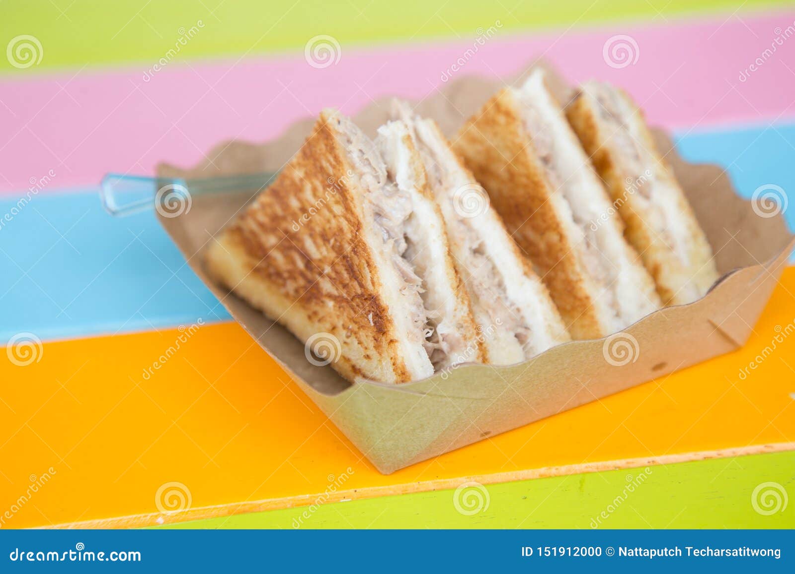 Triangular Toast Sandwiches Tuna Diagonally Cut Stock Photo - Image of ...