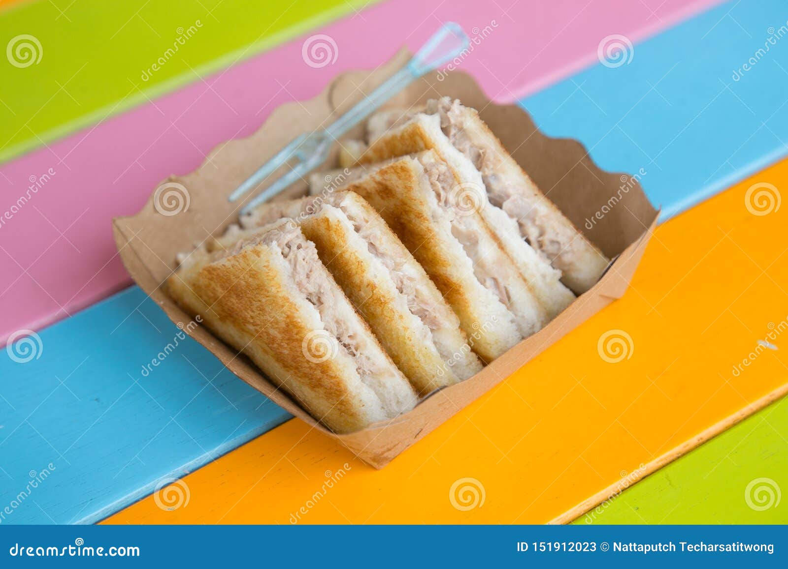 Triangular Toast Sandwiches Tuna Diagonally Cut Stock Image - Image of ...