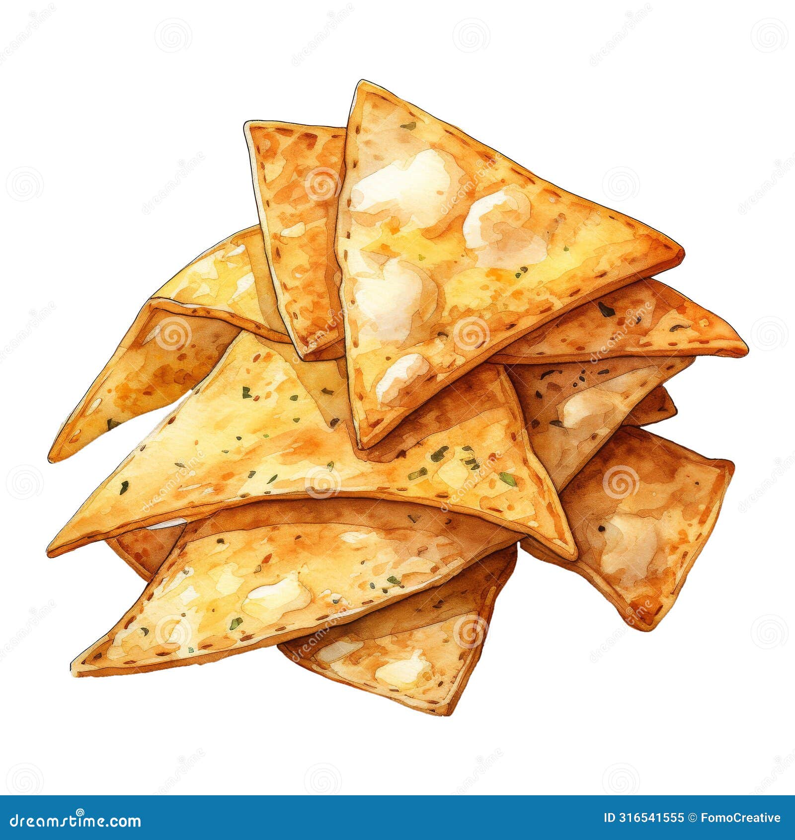 Triangular Tortilla Chips Stack Stock Image - Illustration of golden ...