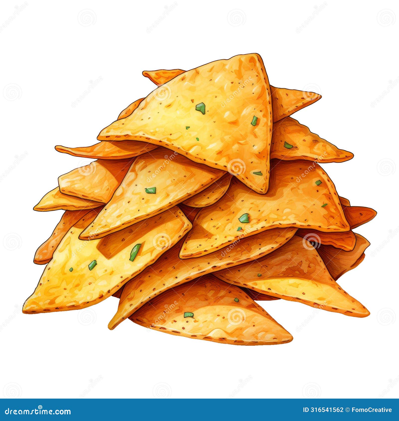 Triangular Tortilla Chips Stack Stock Photo - Illustration of savory ...