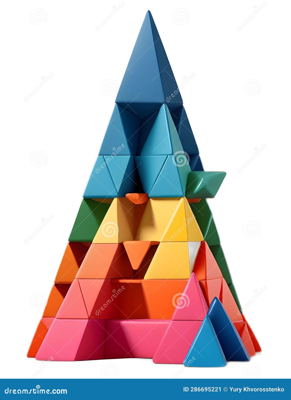 Triangular Tower. Multicoloured Geometric Figures. the Concept of ...