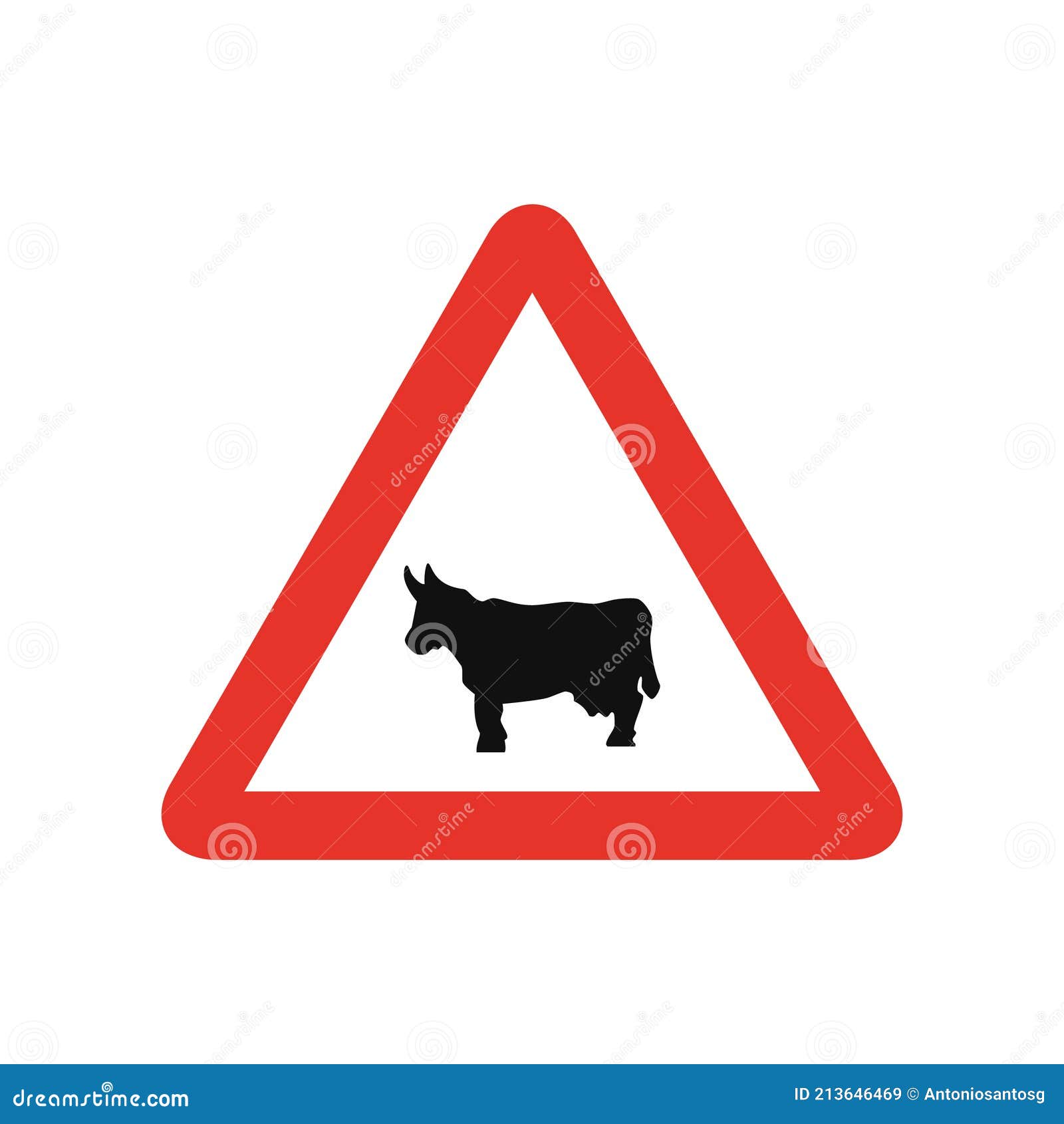 Caution Cattle Crossing Hazard Sign Icon Of 3 Types Color, Black And ...