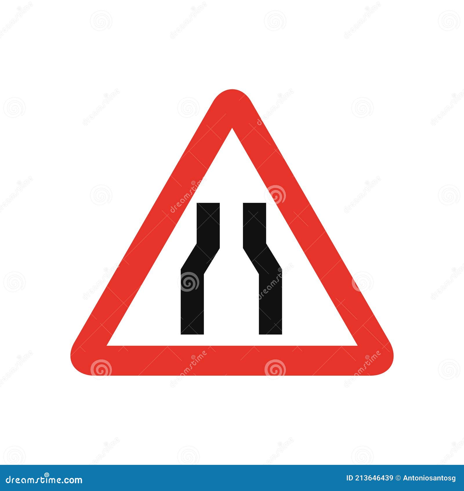 Triangular Traffic Signal in White and Red, Isolated on White ...