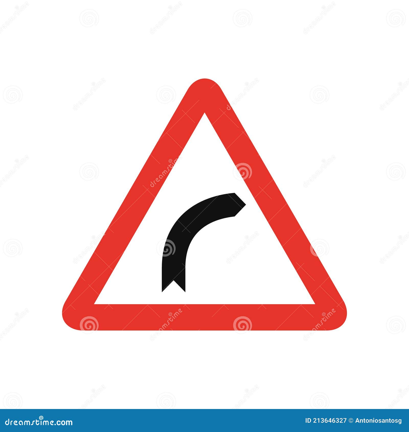 Curve Warning Sign. Dangerous Curve To The Right Vector Stock Photo ...