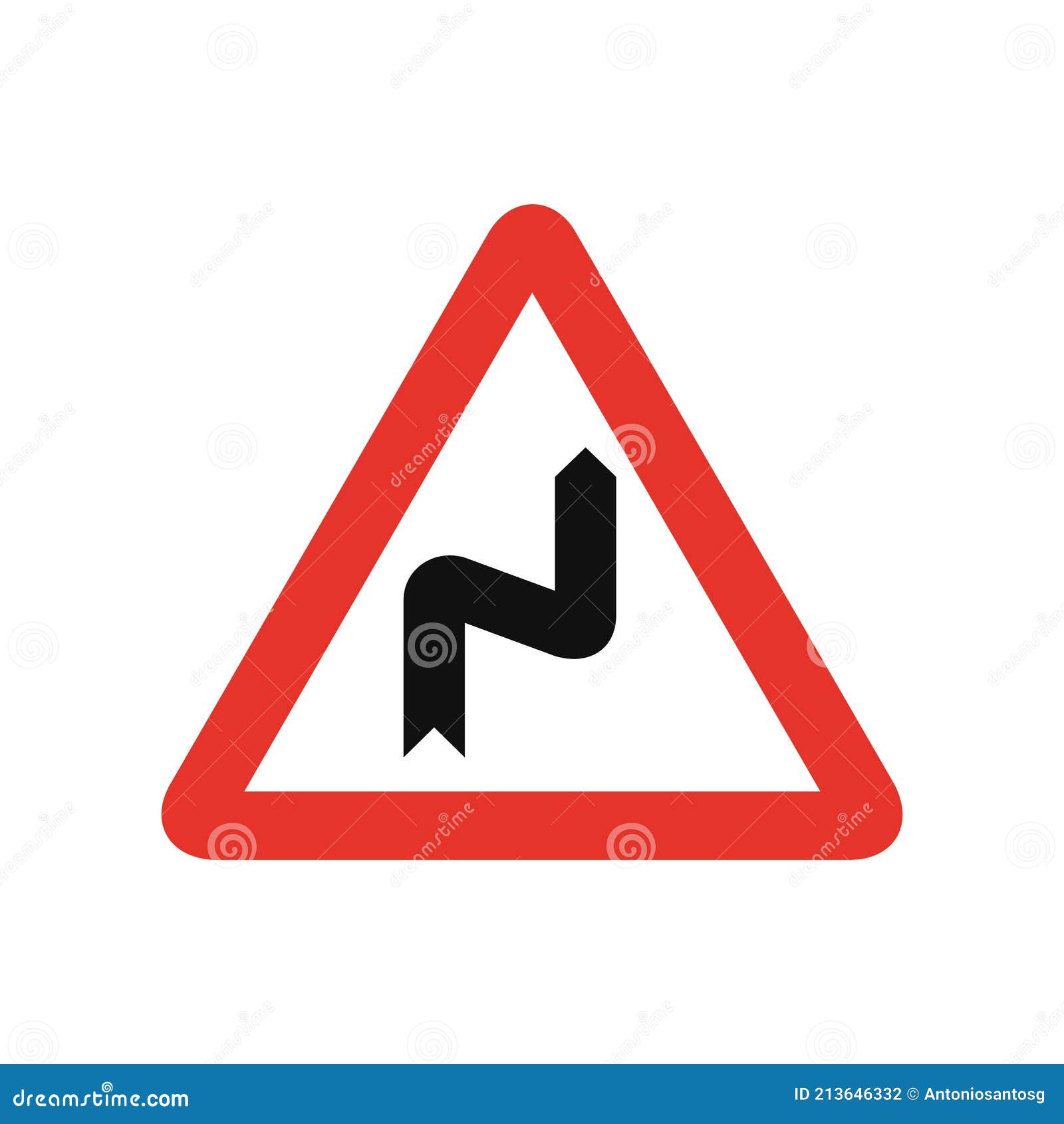 Triangular Traffic Signal in White and Red, Isolated on White ...