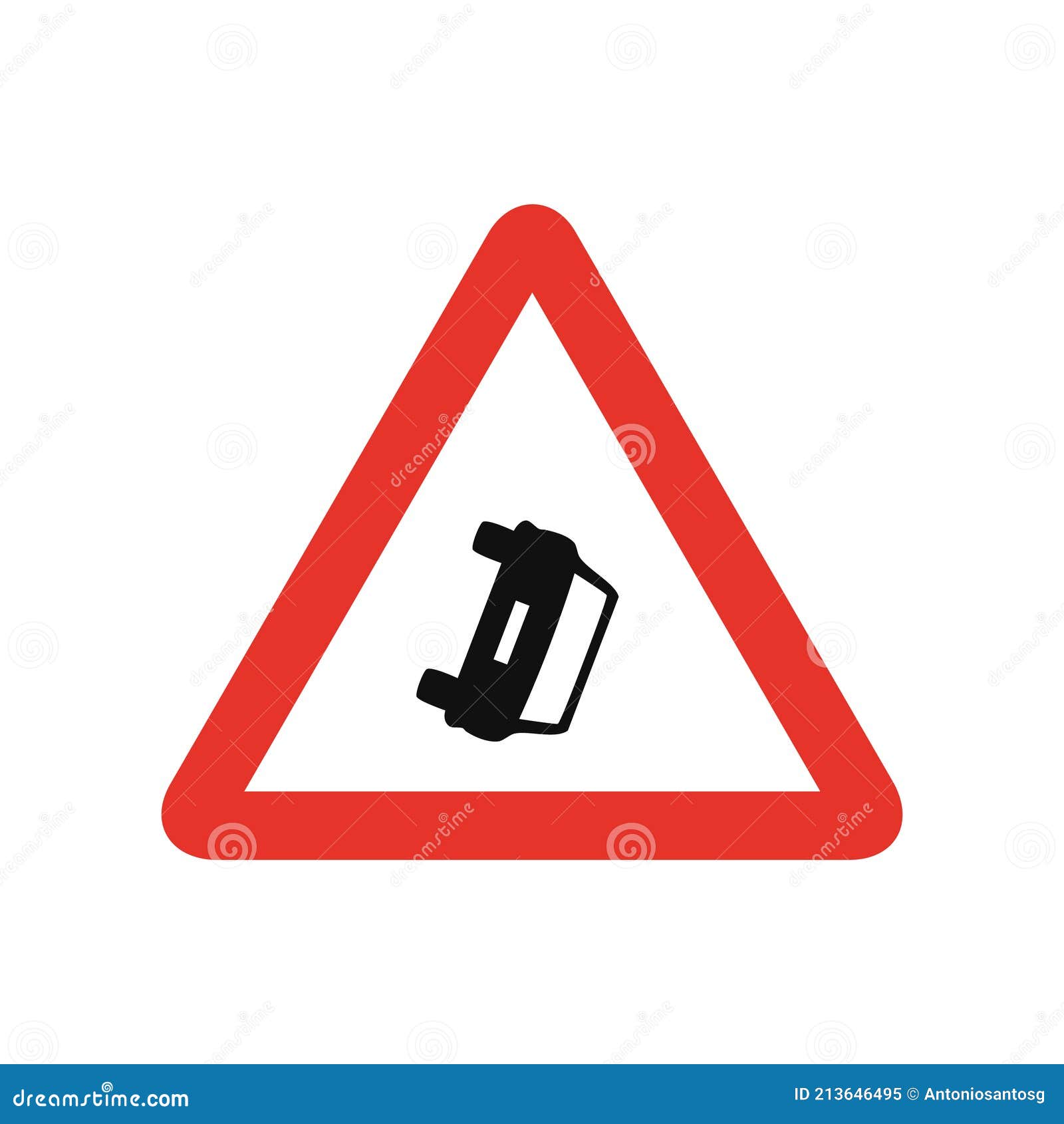 Triangular Traffic Signal In White And Red, Isolated On White ...