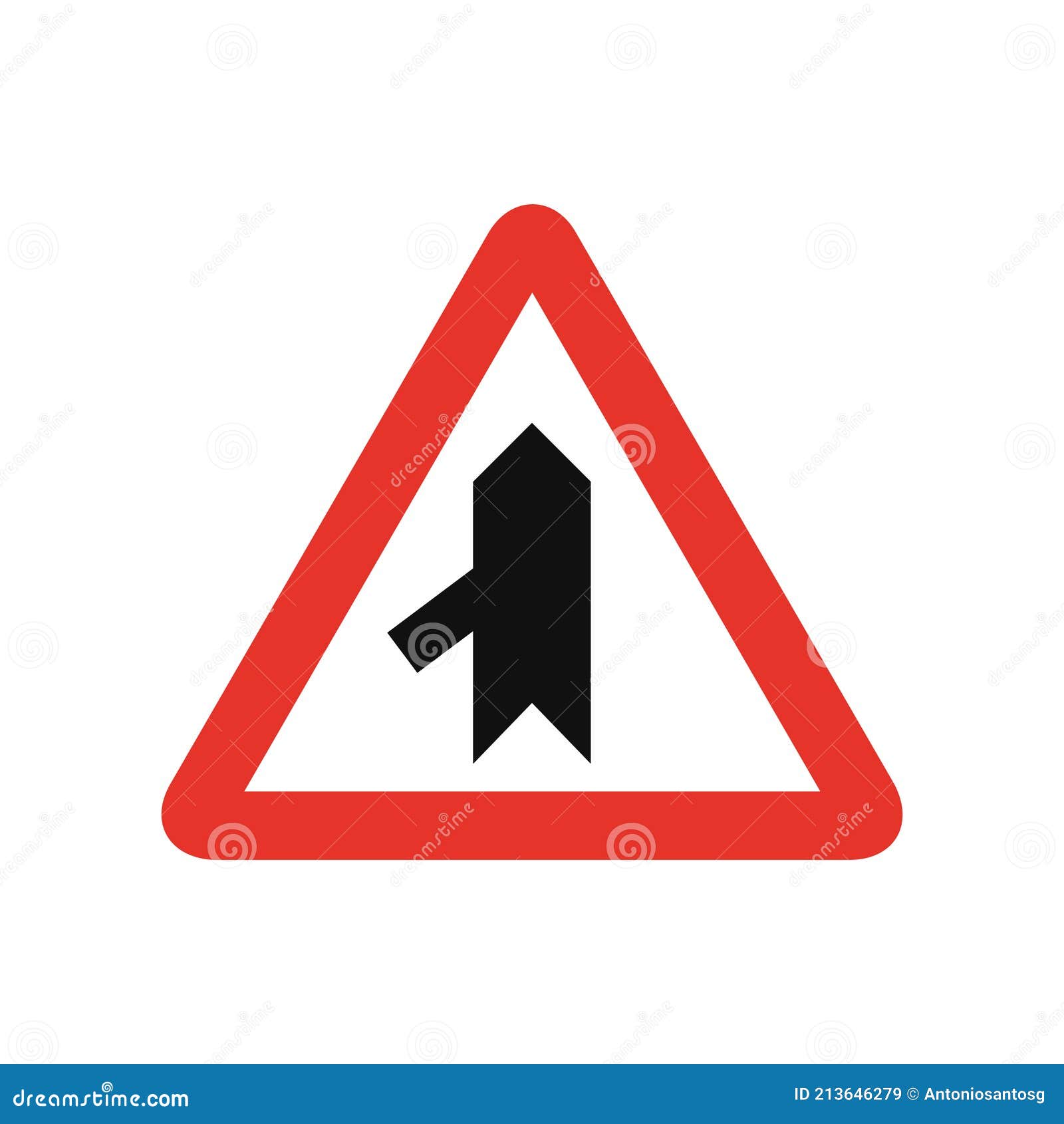 Triangular Traffic Signal in White and Red, Isolated on White ...