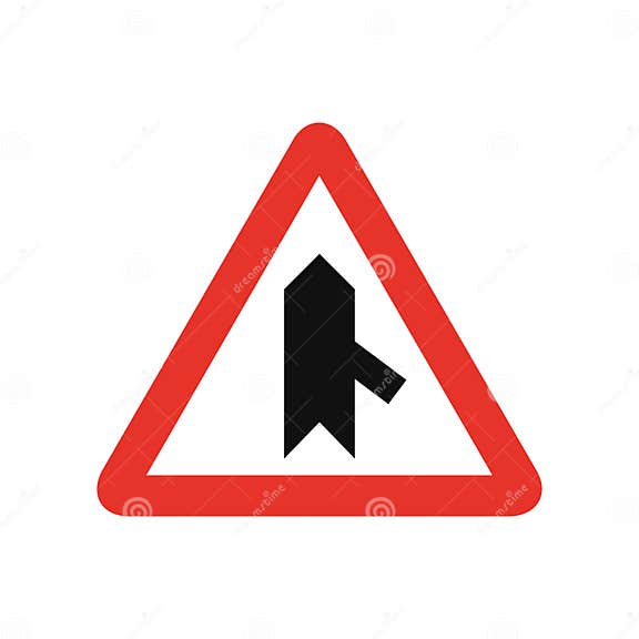 Triangular Traffic Signal in White and Red, Isolated on White ...