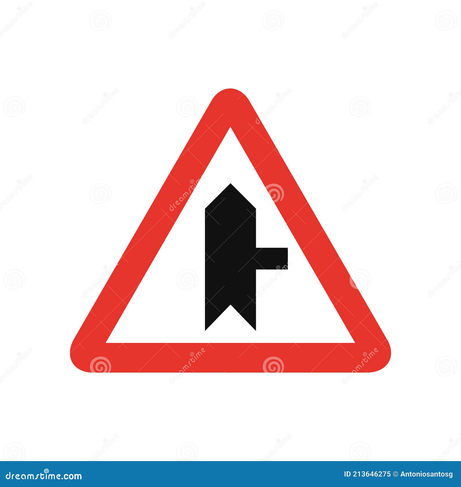 Triangular Traffic Signal in White and Red, Isolated on White ...