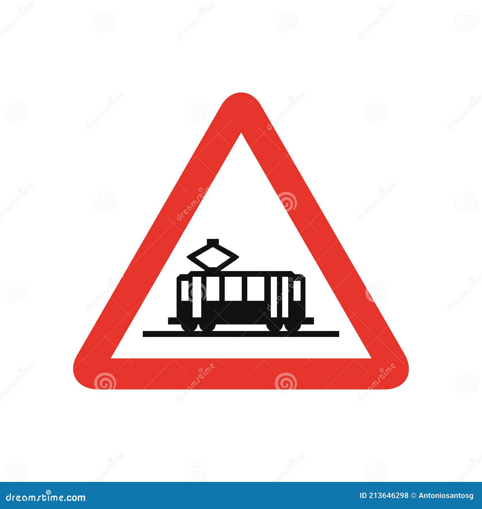 Triangular Traffic Signal in White and Red, Isolated on White ...