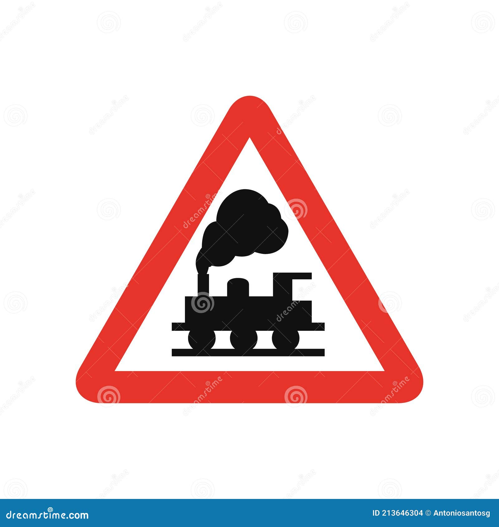 Triangular Traffic Signal in White and Red, Isolated on White ...