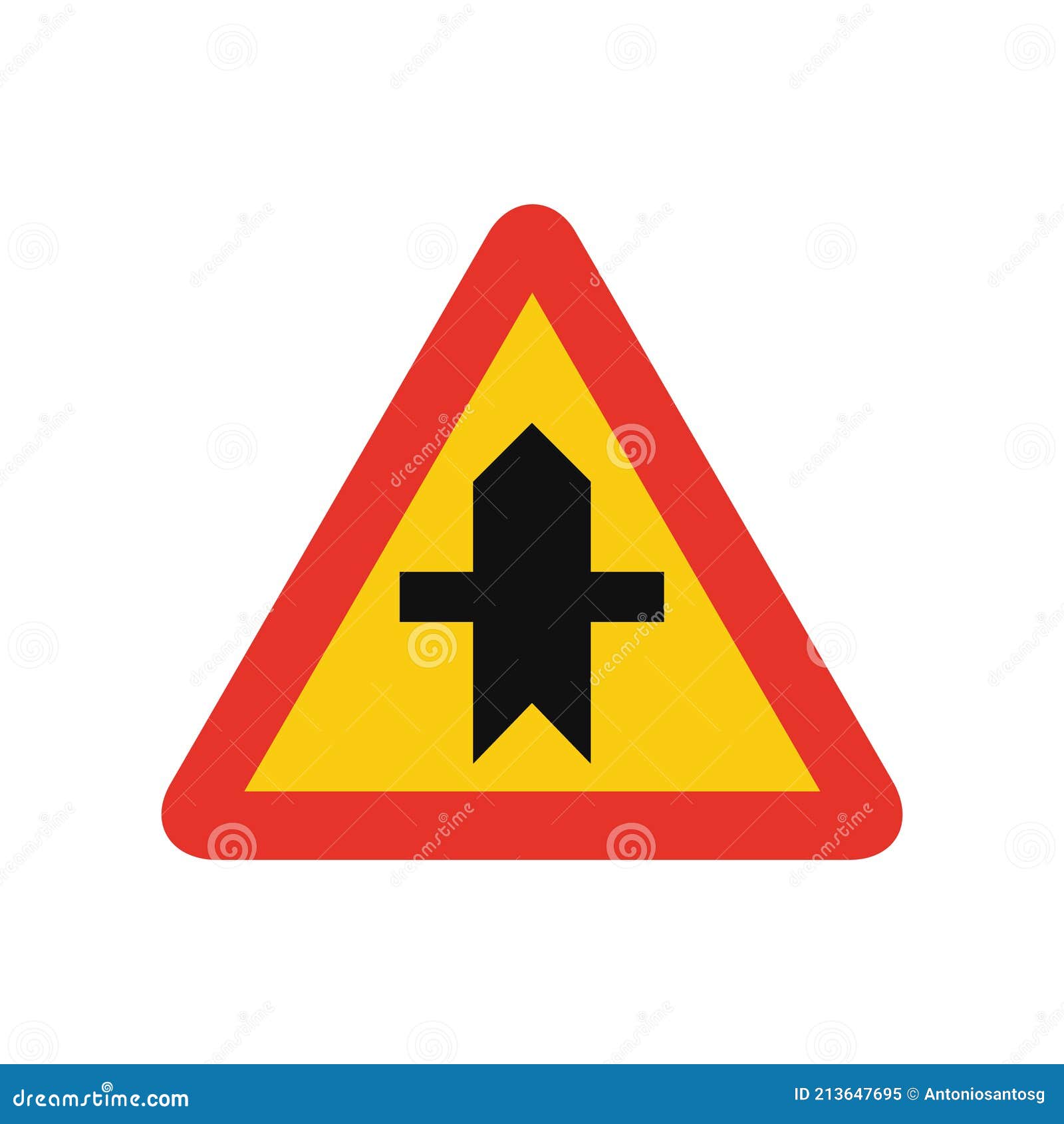 Triangular Traffic Signal in Yellow and Red, Isolated on White ...