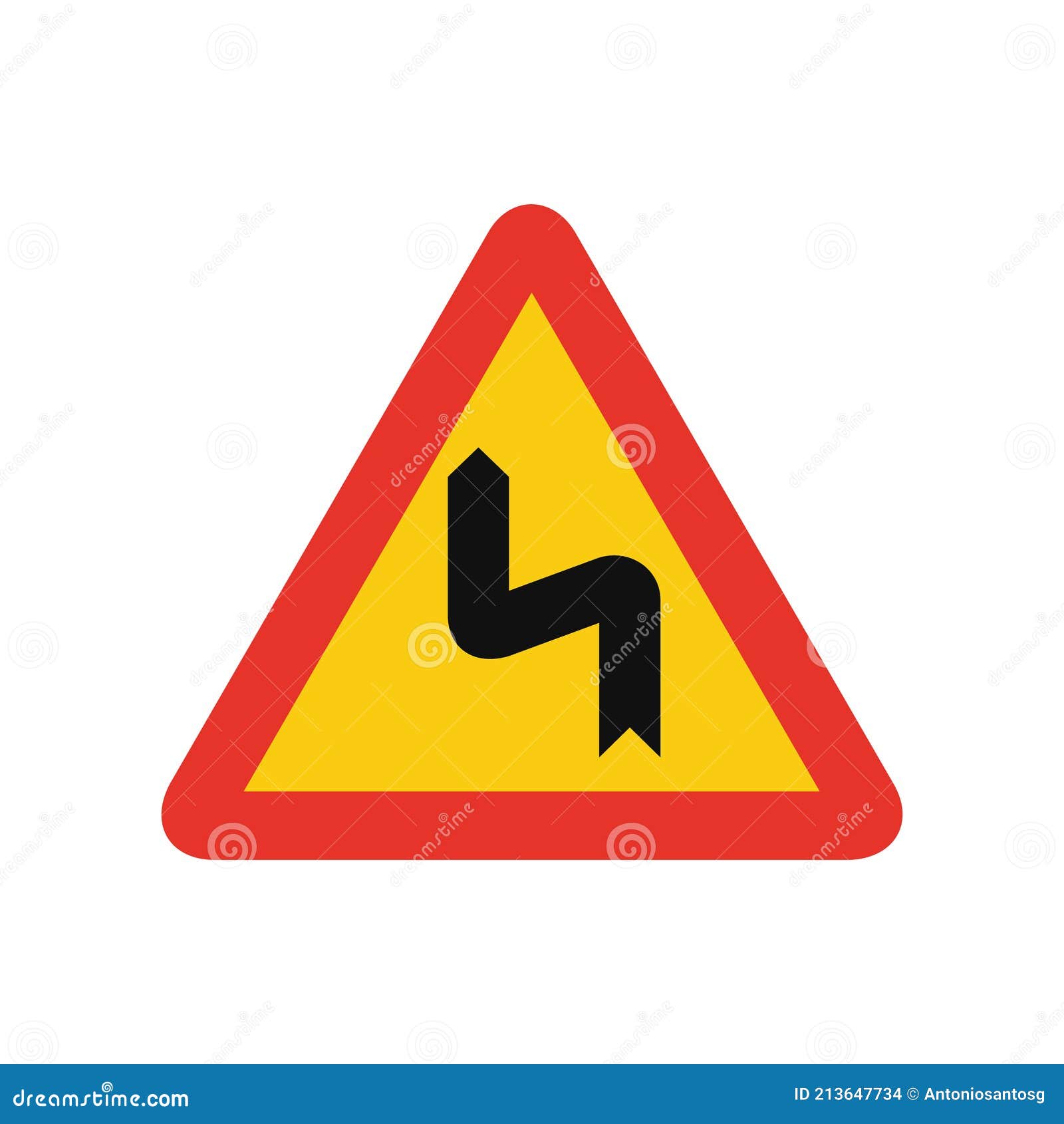 Triangular Traffic Signal in Yellow and Red, Isolated on White ...