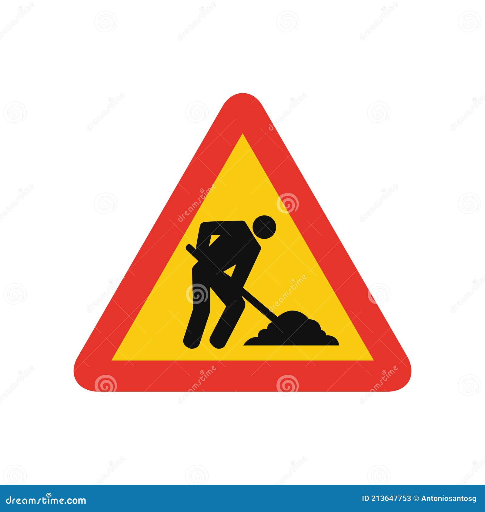 Triangular Traffic Signal in Yellow and Red, Isolated on White ...