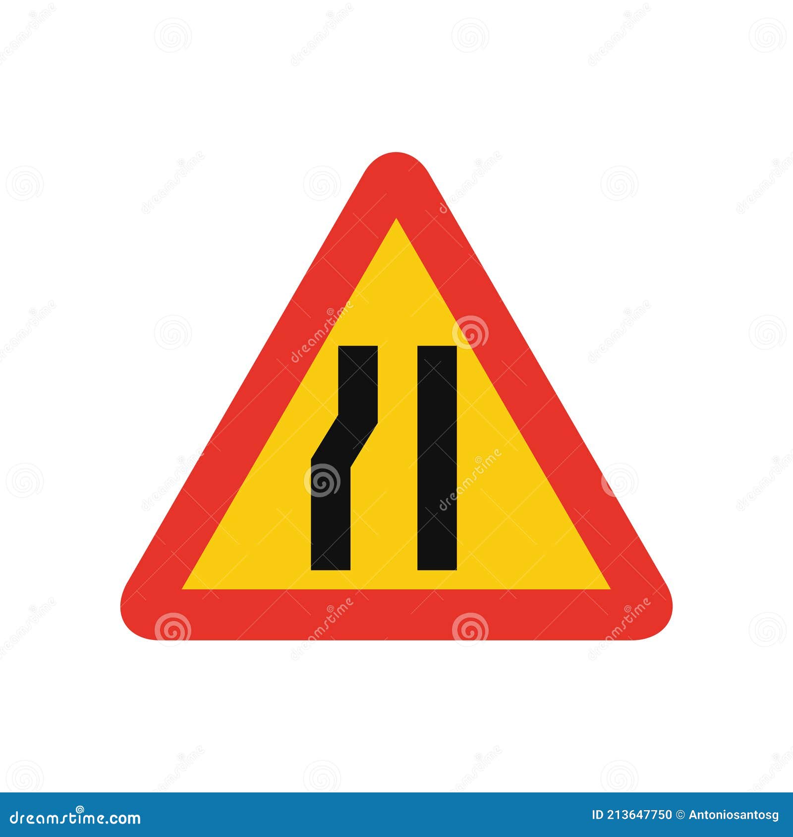 Triangular Traffic Signal in Yellow and Red, Isolated on White ...