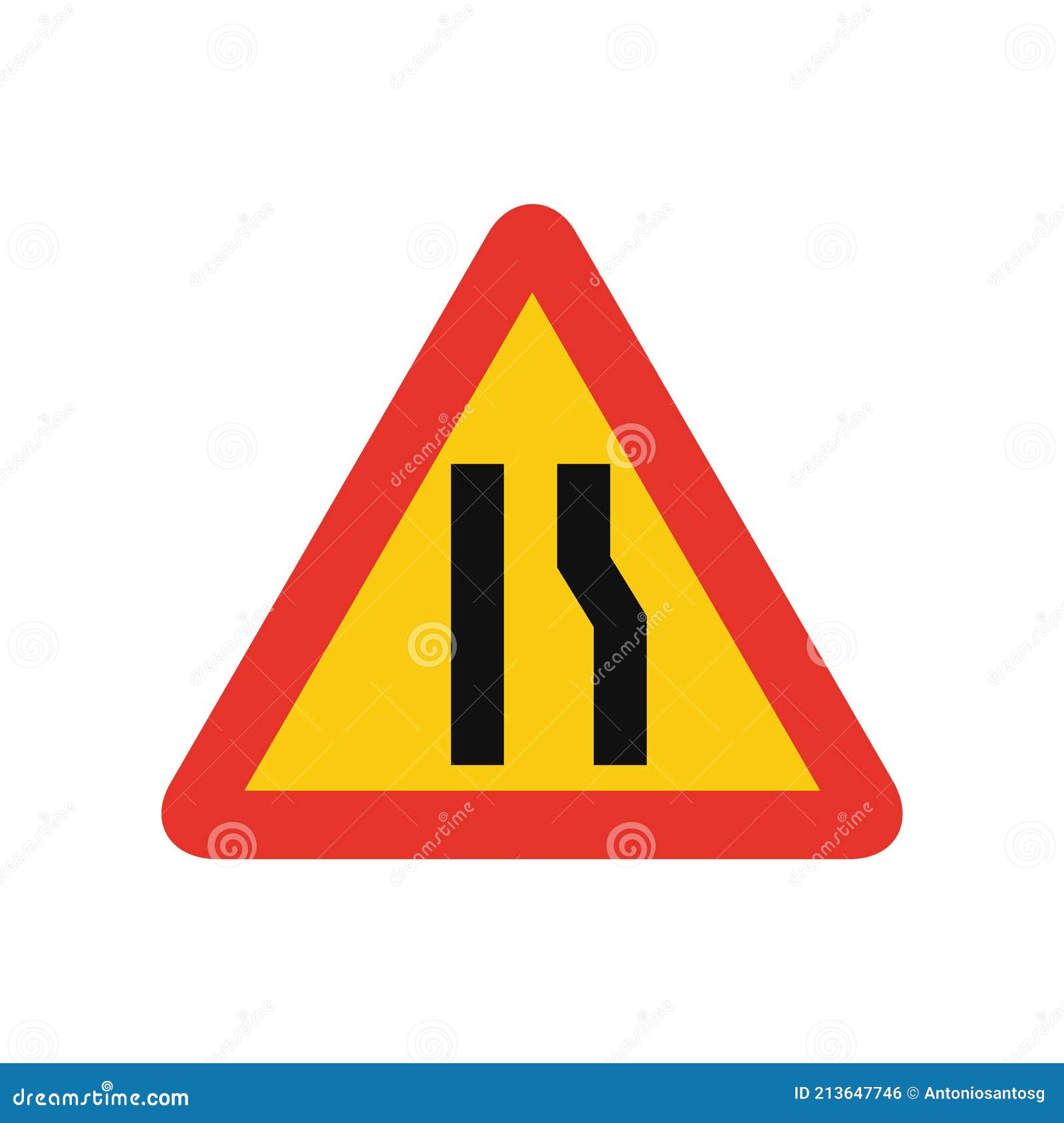 Triangular Traffic Signal in Yellow and Red, Isolated on White ...