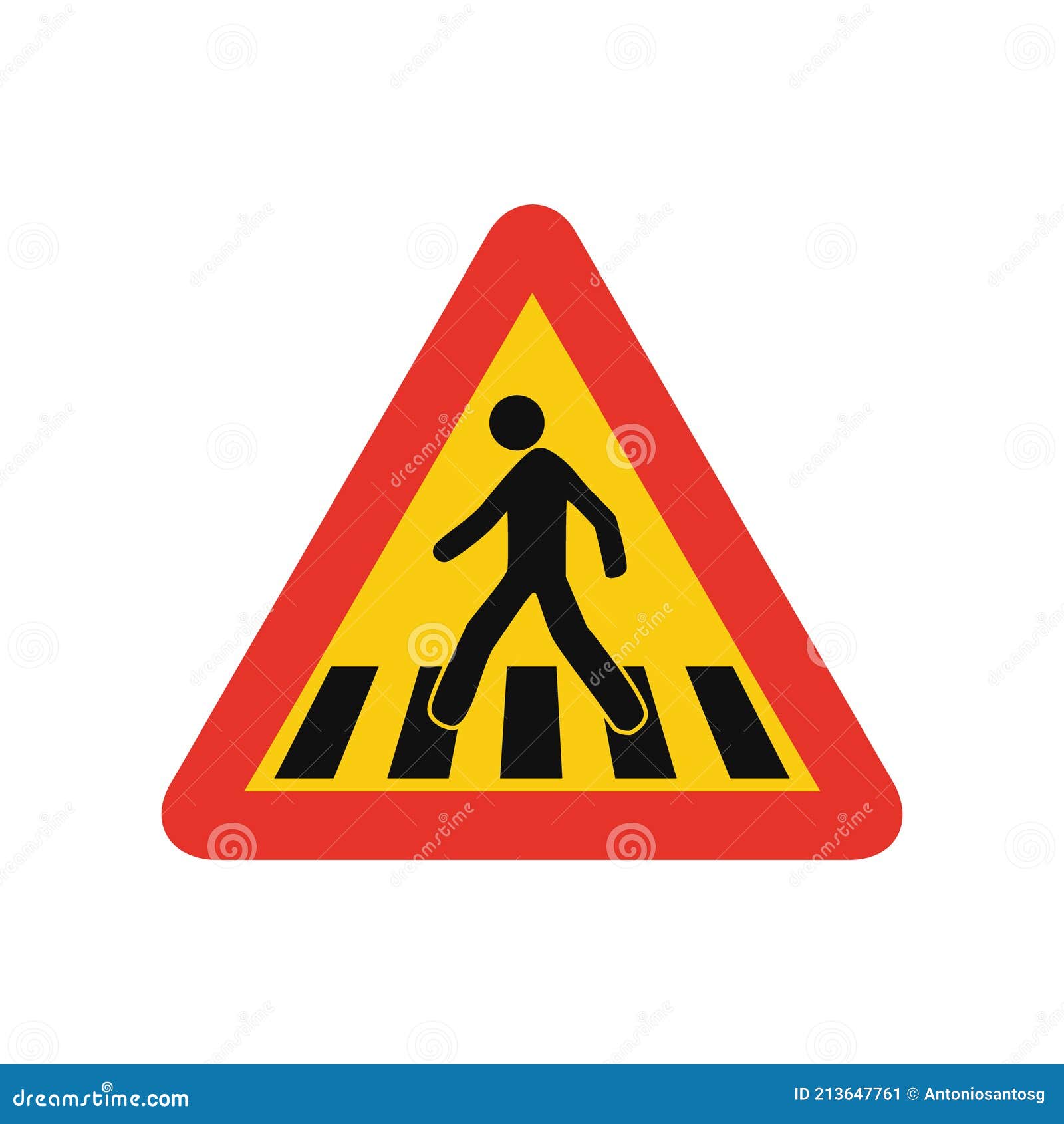 A Triangular Pedestrian Crossing Sign With A Solarpowered LED Light Bar ...