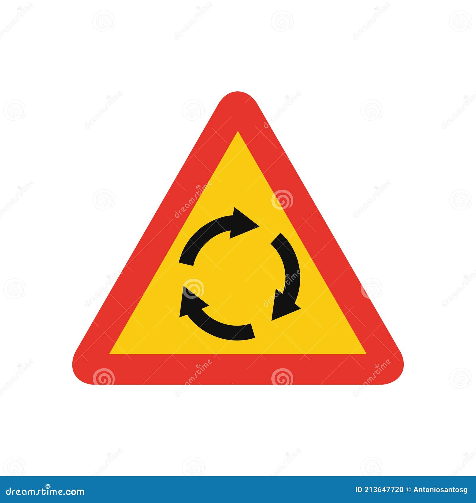 Roundabout Ahead Traffic Sign Icon Clipart. Road Sign Turn Around Arrow ...