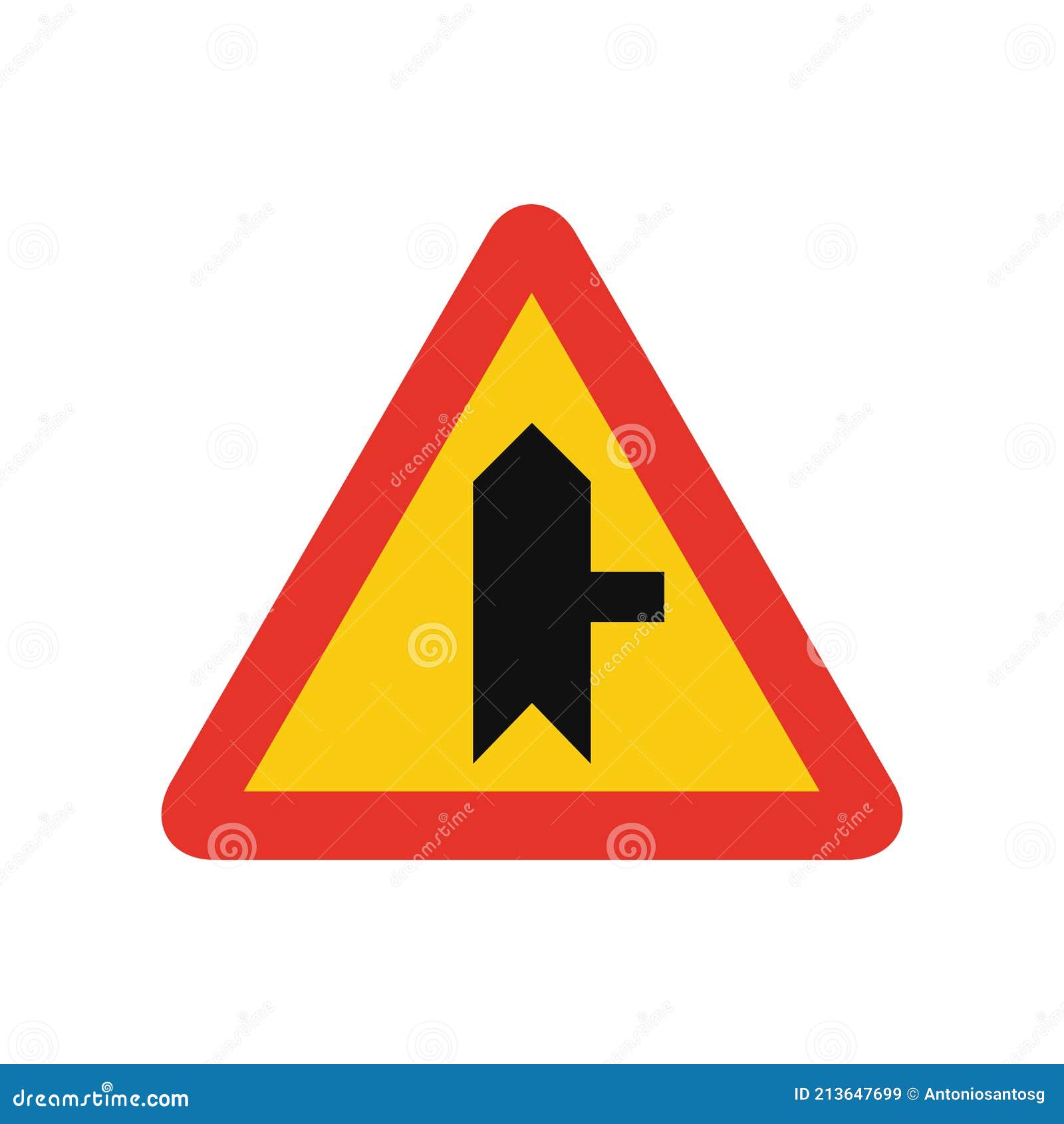 Triangular Traffic Signal in Yellow and Red, Isolated on White ...