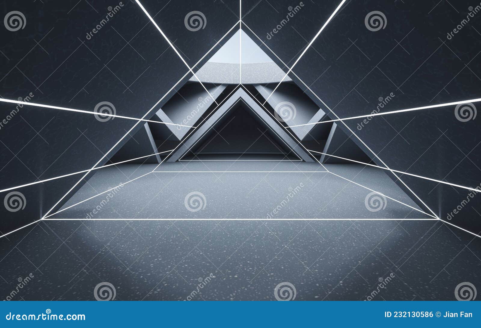 Triangular Tunnel, Abstract Conception, 3d Rendering Stock Illustration ...