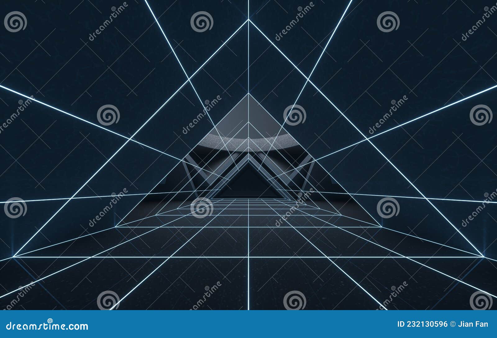 Triangular Tunnel, Abstract Conception, 3d Rendering Stock Illustration ...