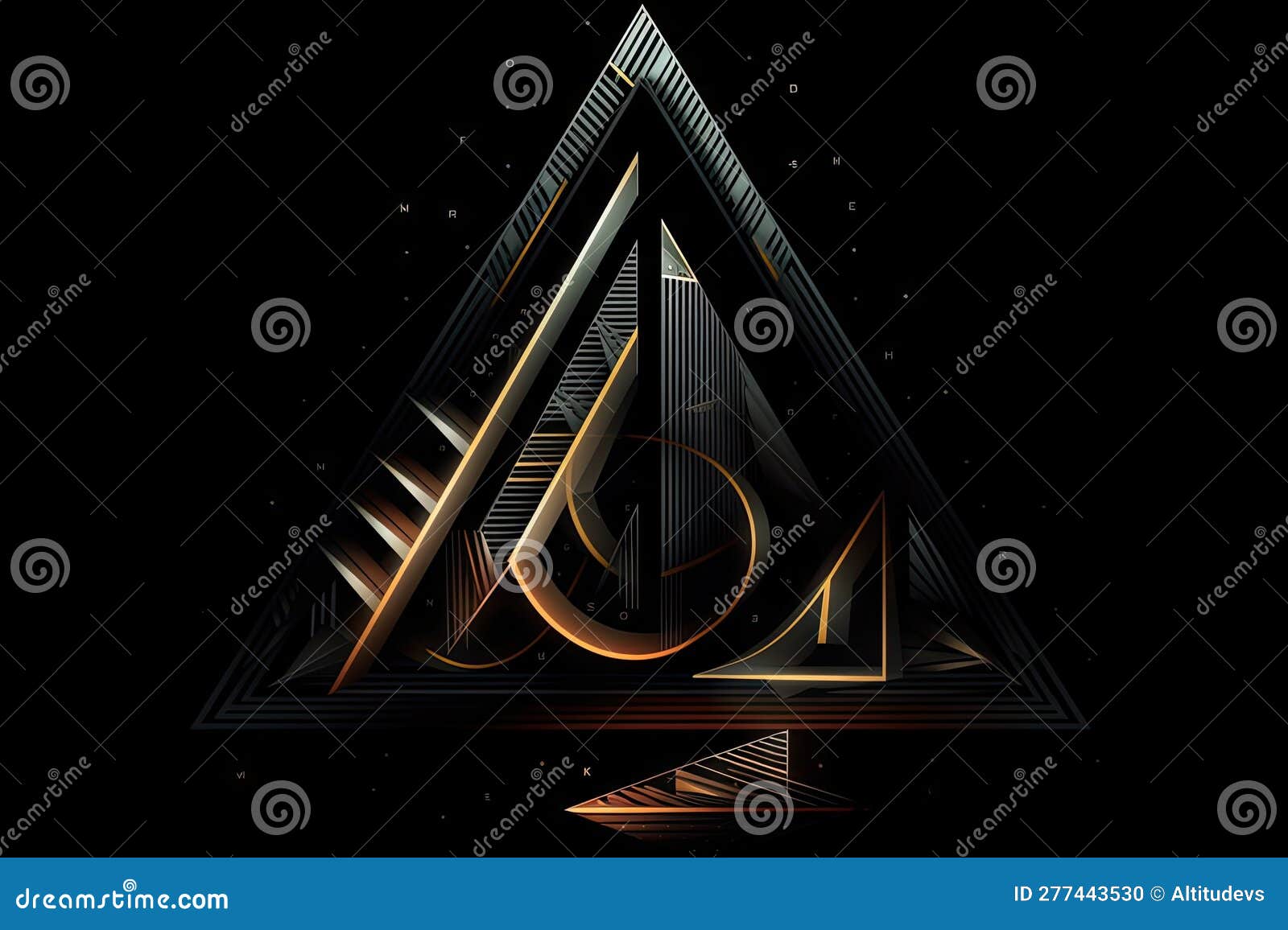 Triangular Typography, with Curved and Geometric Letters, on Black ...
