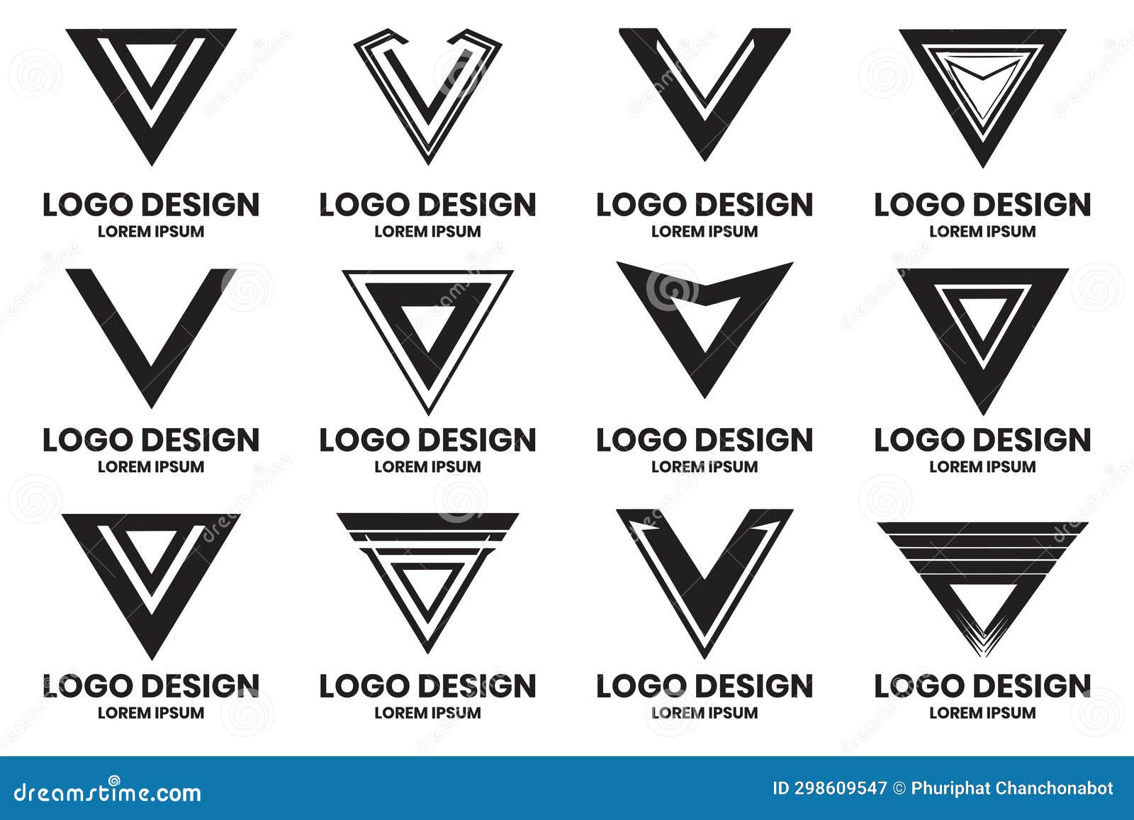 Triangular or V Shaped Logo in Modern Style for Decoration Stock Vector ...