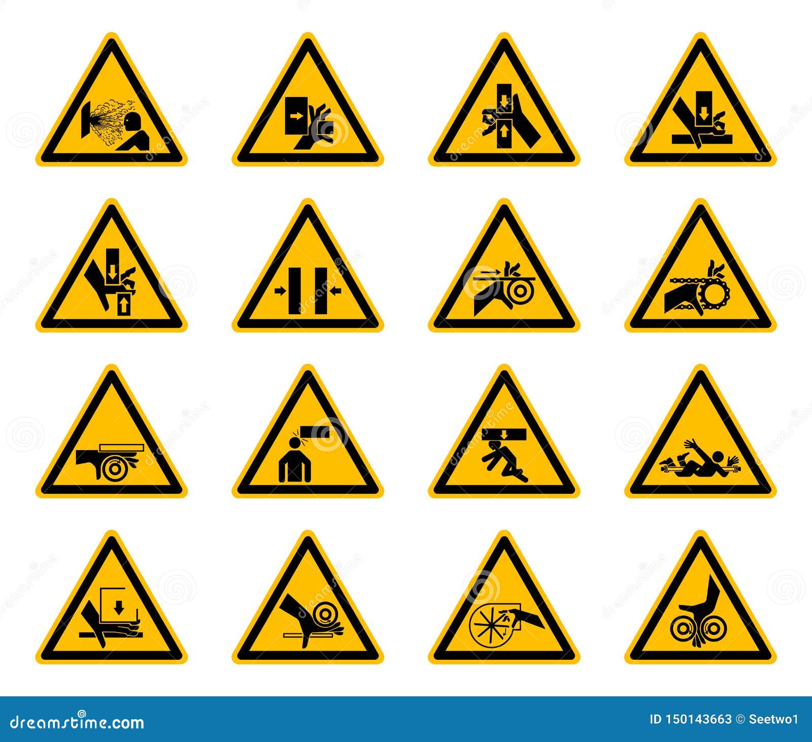 Triangular Warning Hazard Symbols Labels Isolate on White Background ... Triangular Warning Hazard Symbols Labels Isolate on White Background ...