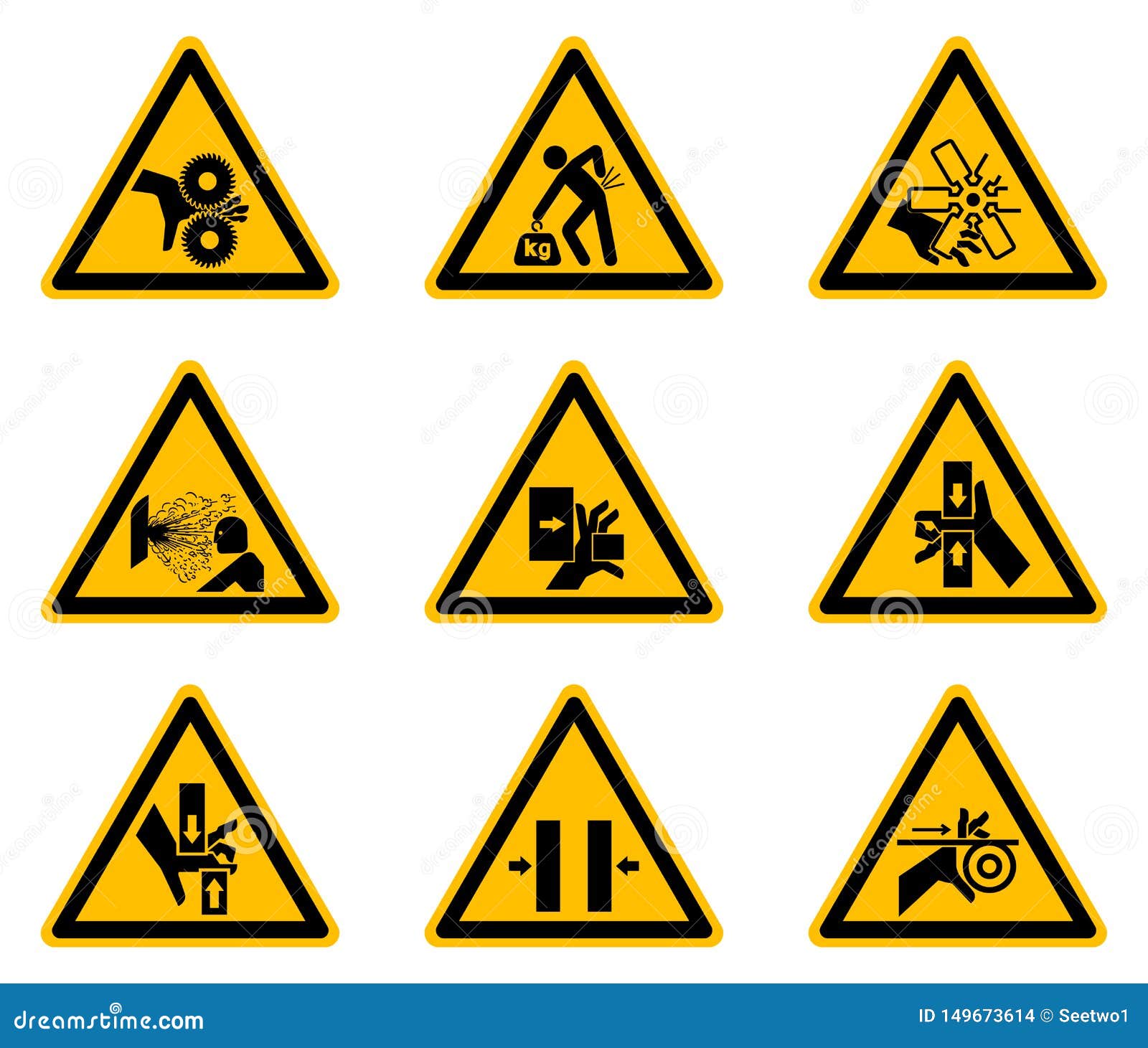 Triangular Warning Hazard Symbols Labels on White Background,Vector ...