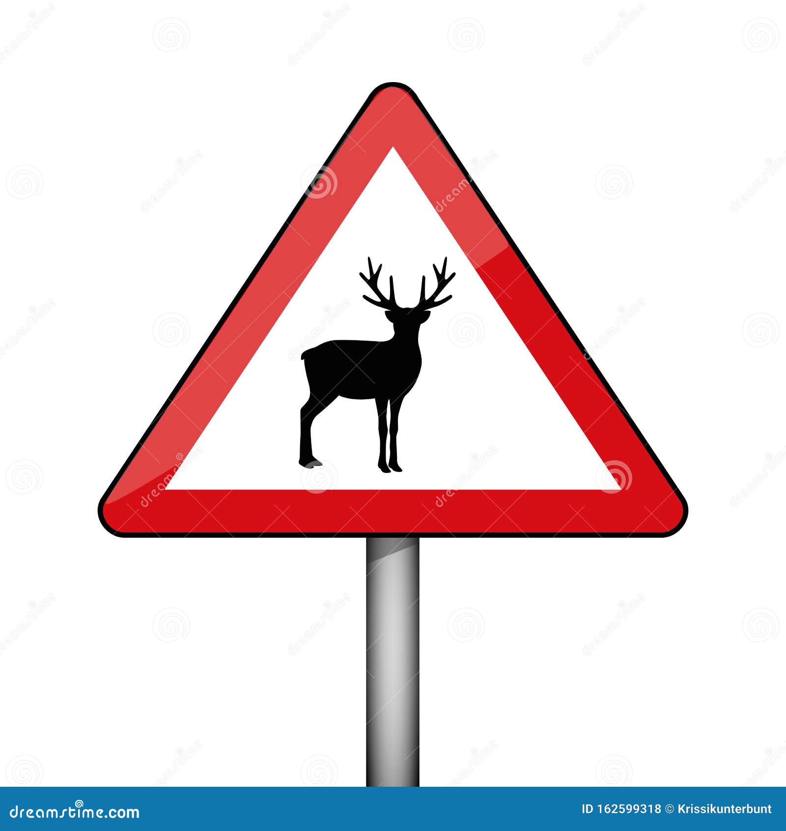 Triangular Warning Sign Deer Wildlife Stock Vector - Illustration of ...