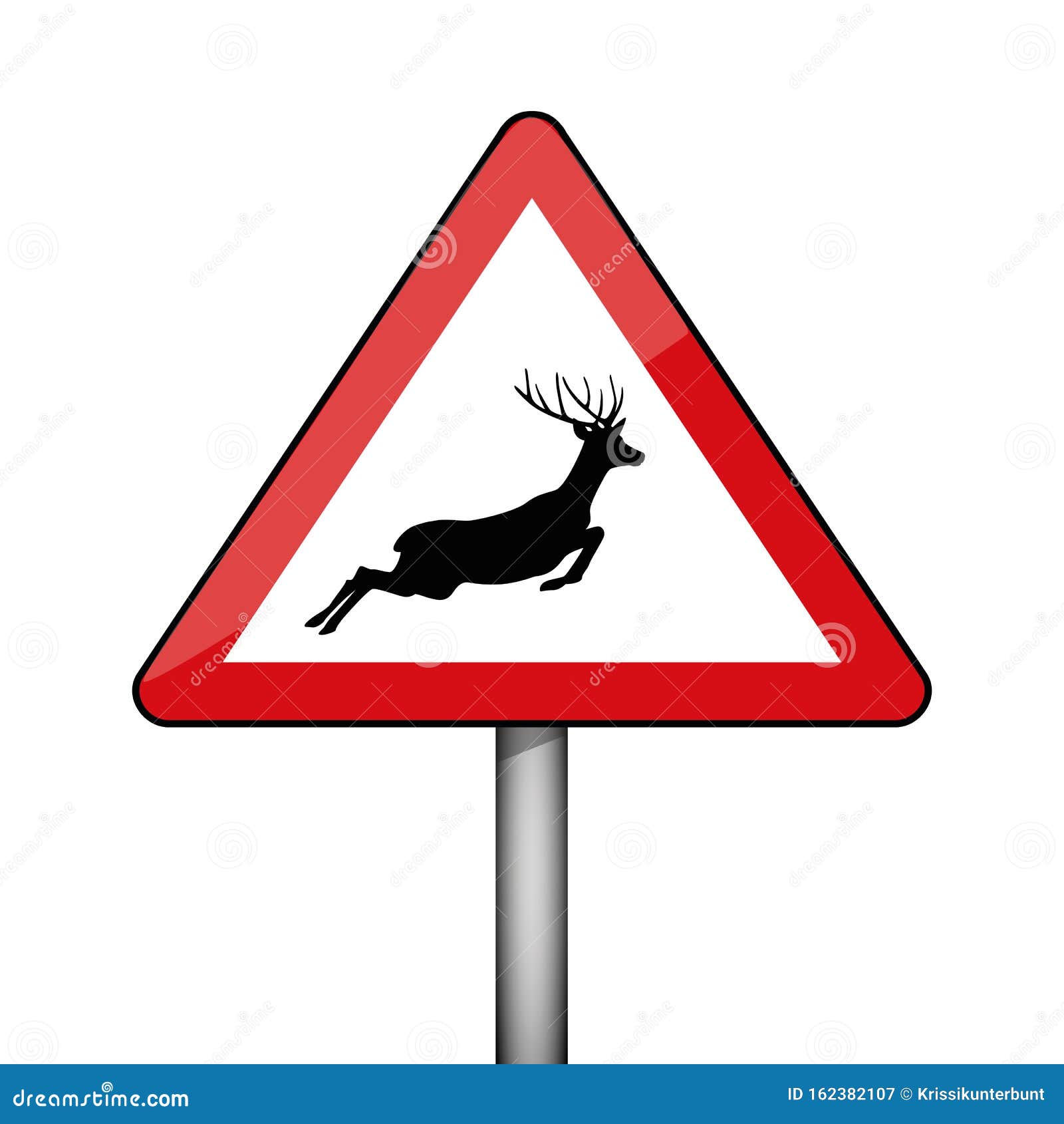 Triangular Warning Sign Jumping Deer Stock Vector - Illustration of ...