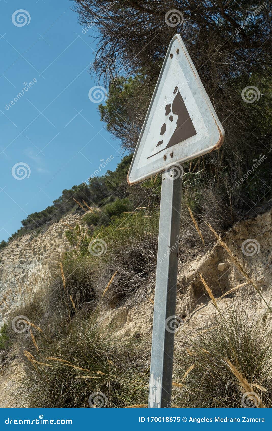 Triangular Warning Sign, Landslides Stock Image - Image of hazard ...