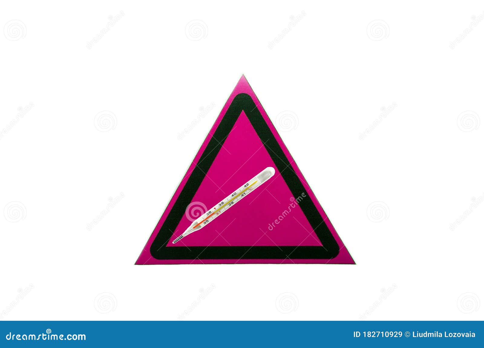 Triangular Warning Sign in Maroon with Mercury Thermometer Stock Image ...