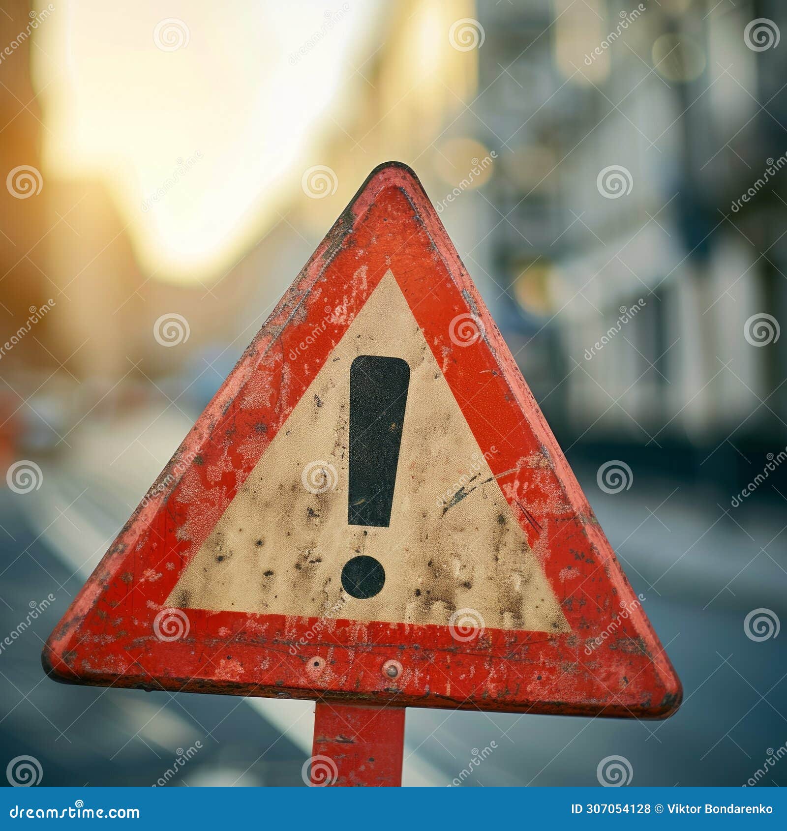 Triangular Warning Sign with Red Border, Black Exclamation Mark in the ...
