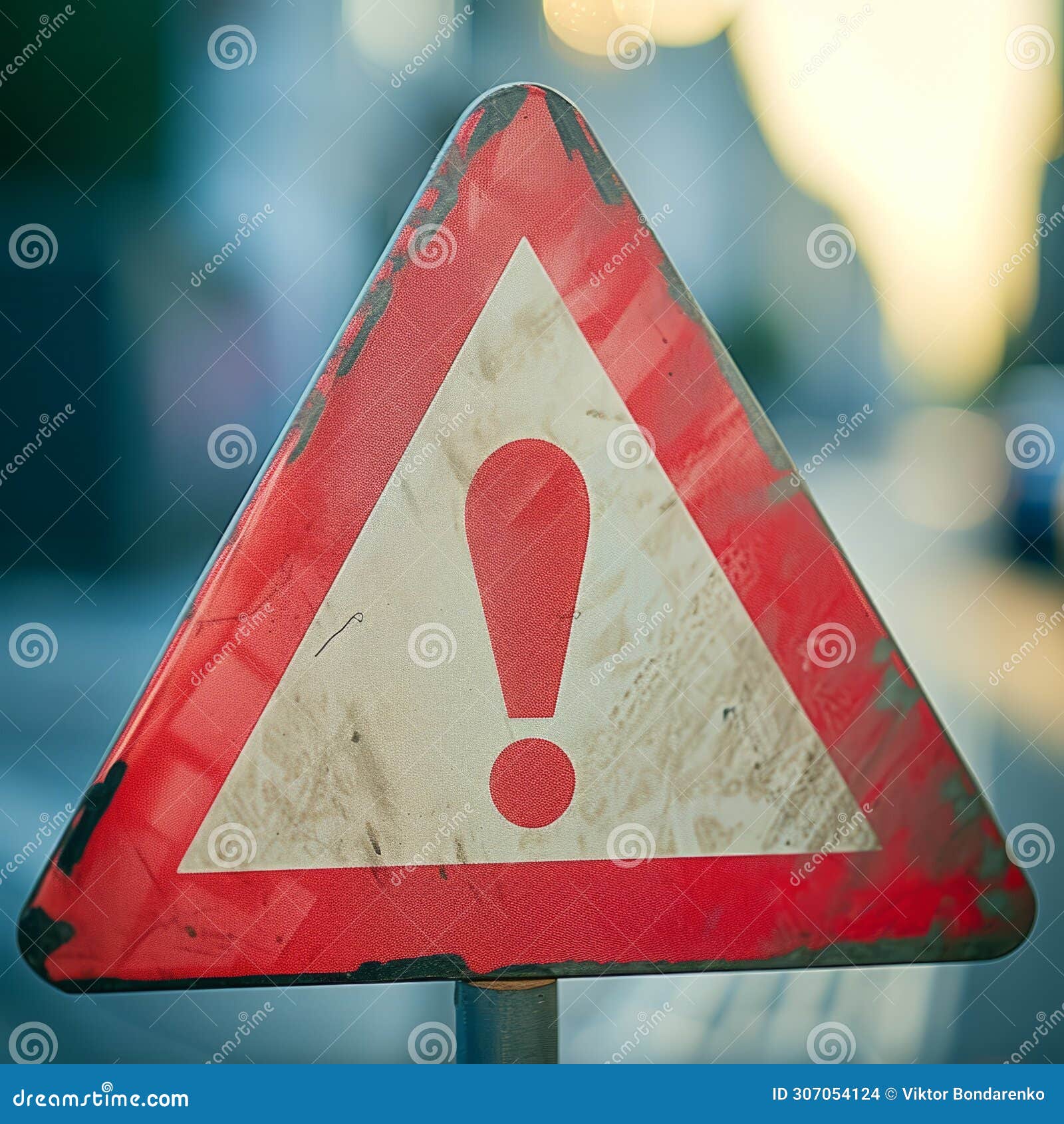 Triangular Warning Sign with Red Border, Red Exclamation Mark in the ...