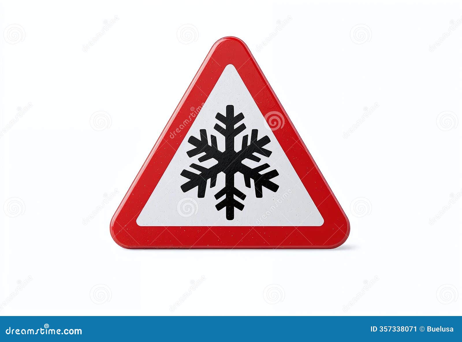 A Triangular Warning Sign with a Snowflake Icon, Cautioning about Snow ...