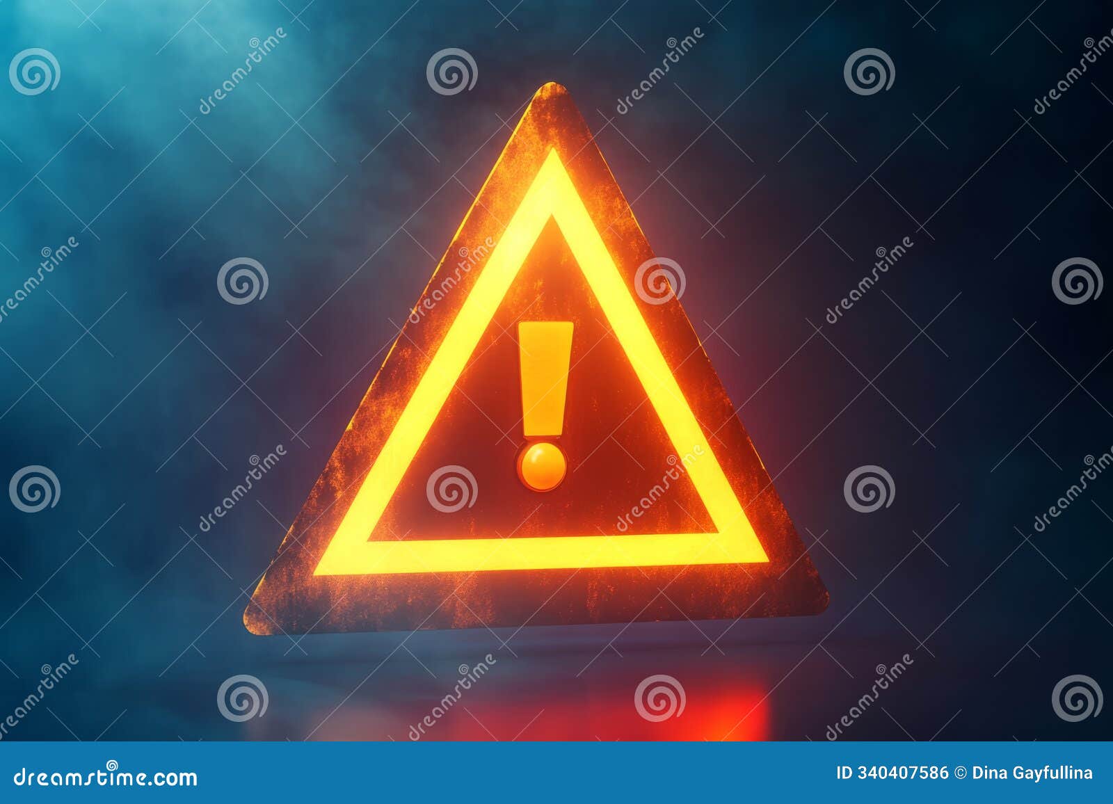 A Triangular Warning Signal Icon with a Blinking Light in the Center ...