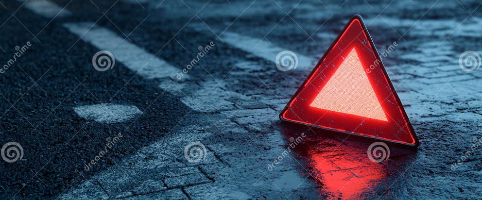 Triangular Warning Signs with Red Illumination Help Create a Sense of ...